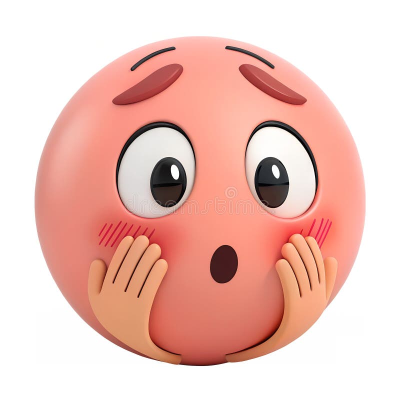 3D Icon, a Rosy Red Emoticon with Cheeks Blushing Stock Illustration ...
