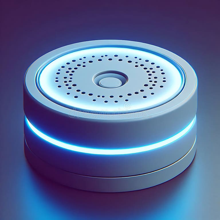 3D Icon of Rounded Smart Home Speaker Hub with Light Ring Stock Illustration - Illustration of ...
