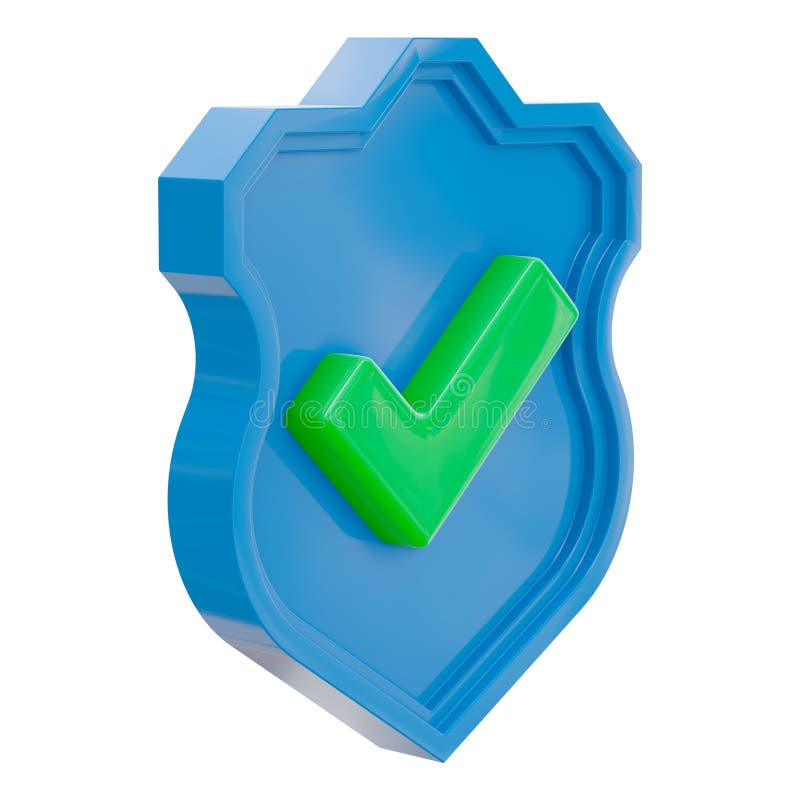 3d Icon Safety Shield Check Mark Isolated on White Background. Blue ...