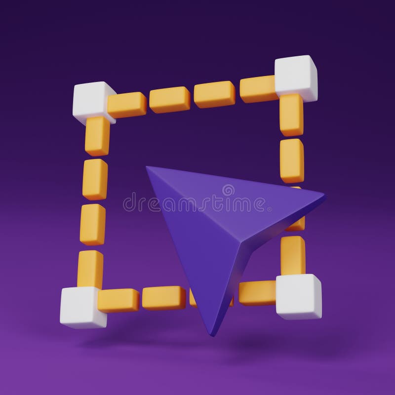 3D Icon of Selection Frame and Cursor for Graphic Innovation. 3D Render ...