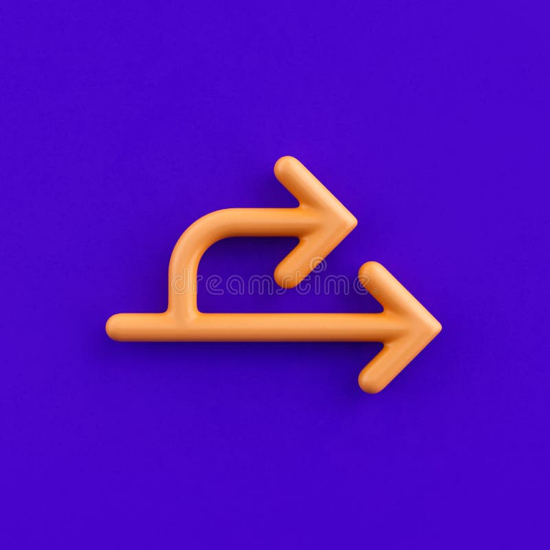 3d Icon Separate Branch, Outline Yellow Arrow Icon, Direction Symbol ...