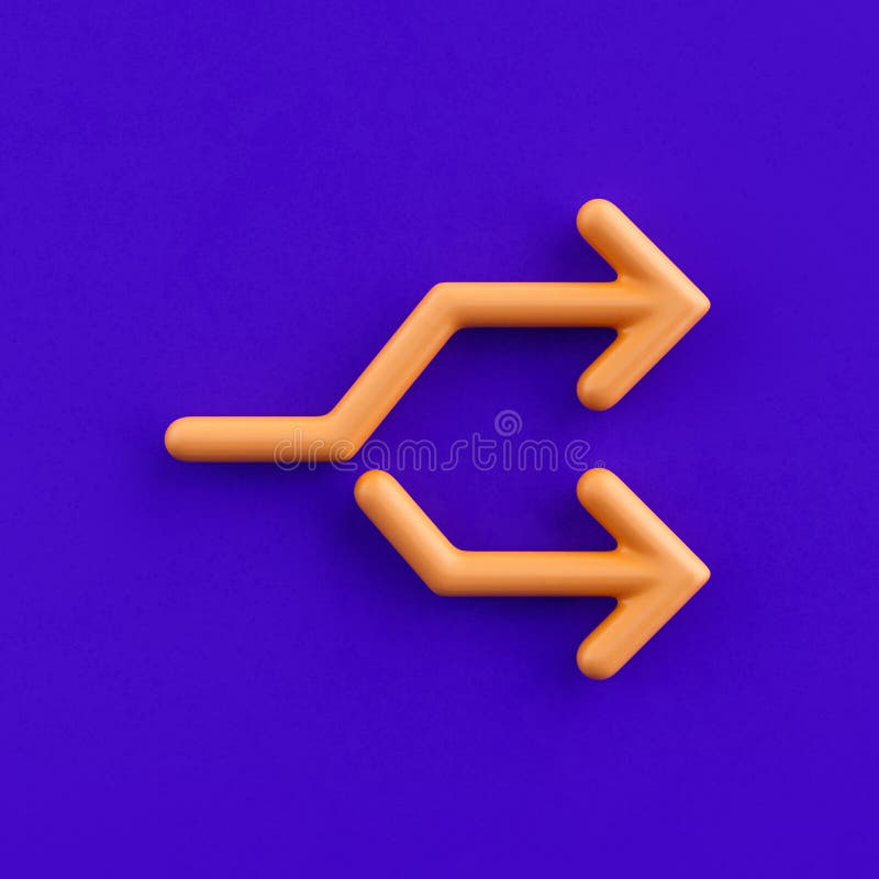 3d Icon Separate Directions, Outline Yellow Arrow Icon, Direction ...