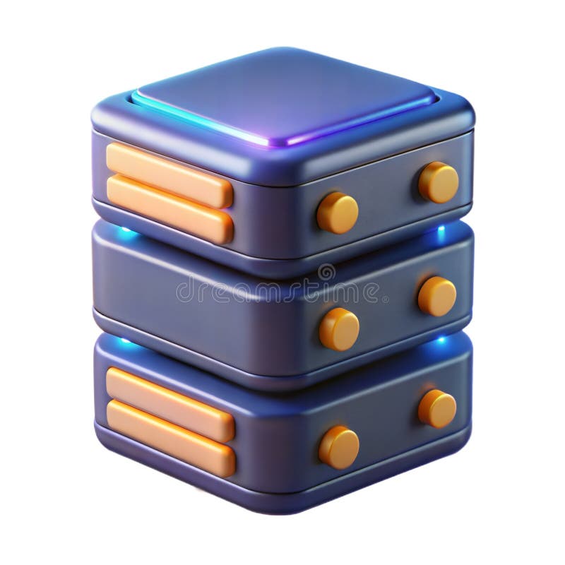 3D Icon of Server Tower with Glowing Lights Isolated on White ...