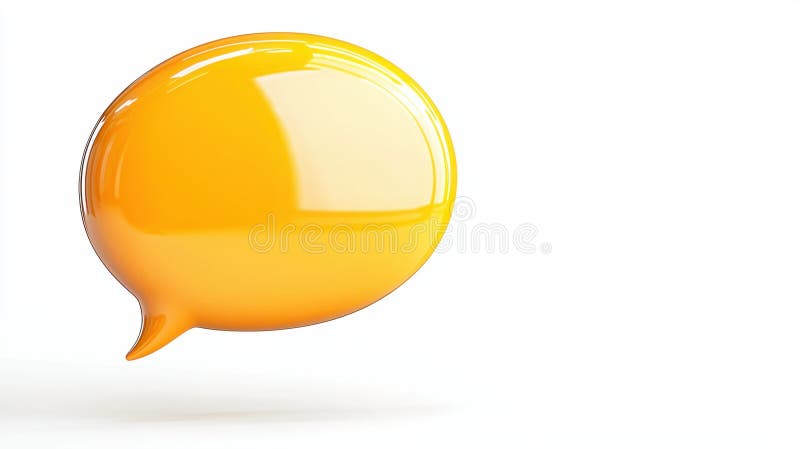3d Icon Shiny Yellow Speech Bubble Floating on a White Background ...