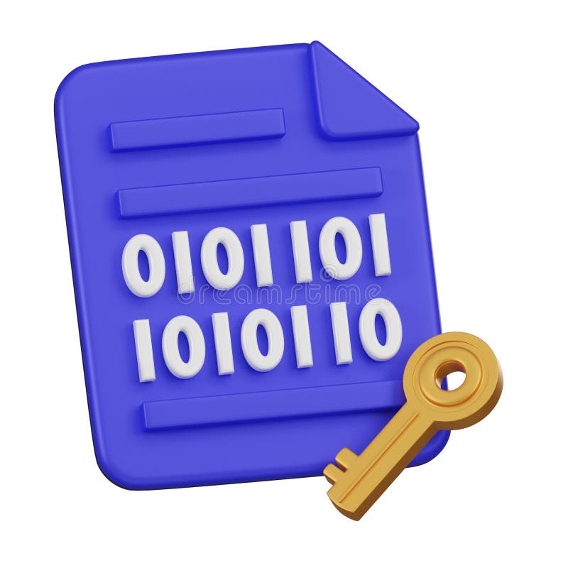 Data Encryption Document with Key 3D Icon Stock Photo - Illustration of encoded, binary: 304771630