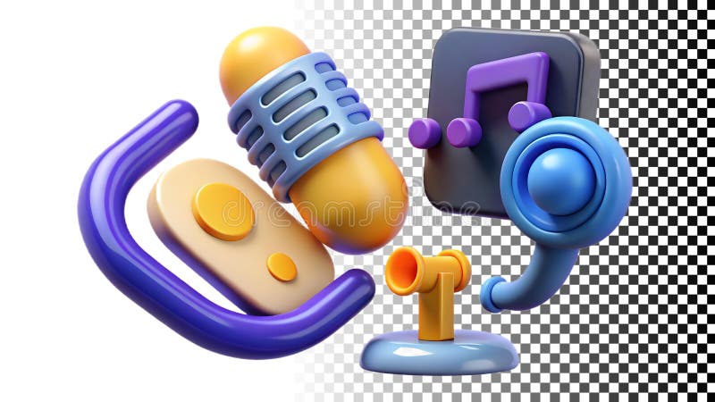 Studio Microphone Icon, Recording and Audio Theme 3D Design Element Png ...