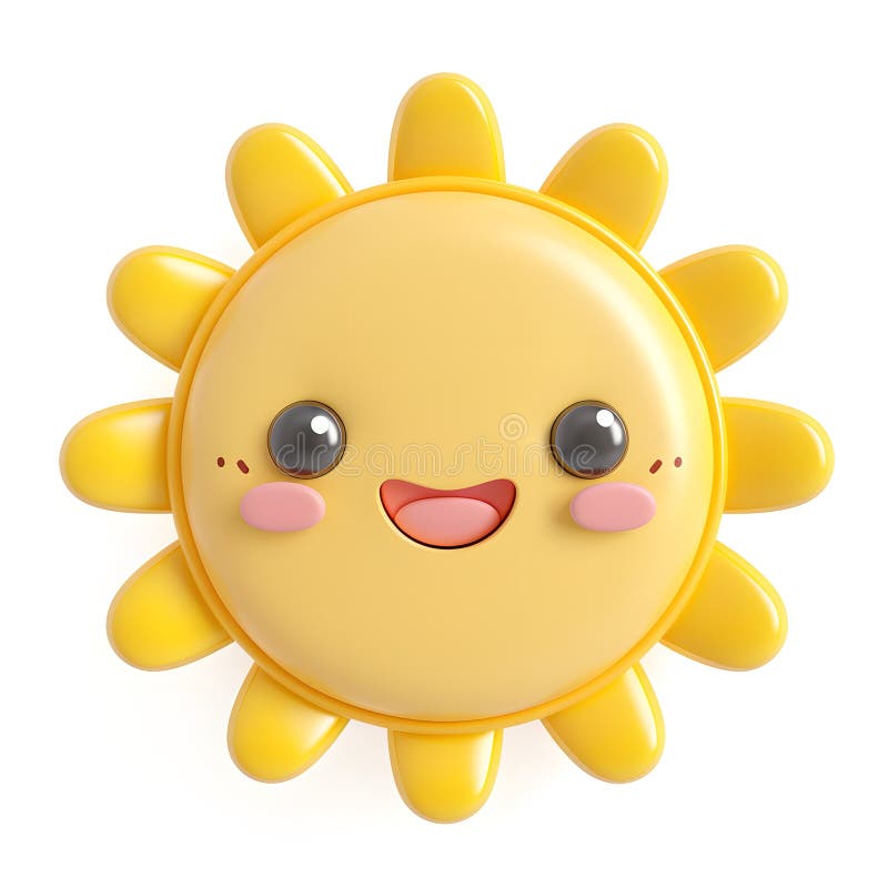 3d Icon of the Sun on a White Background. 3D Rendering of a Smiling Sun ...