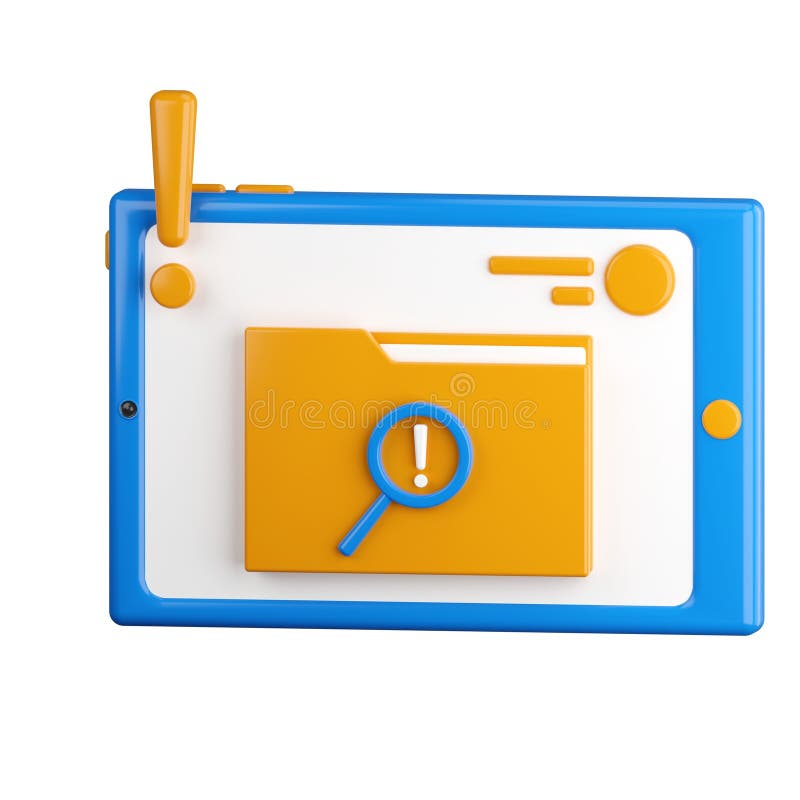 3d Icon. Tablet Icon with File Search on the Display Stock Illustration ...