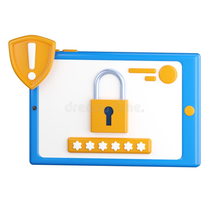 3d Icon. Tablet Icon with a Lock on the Display Stock Illustration ...