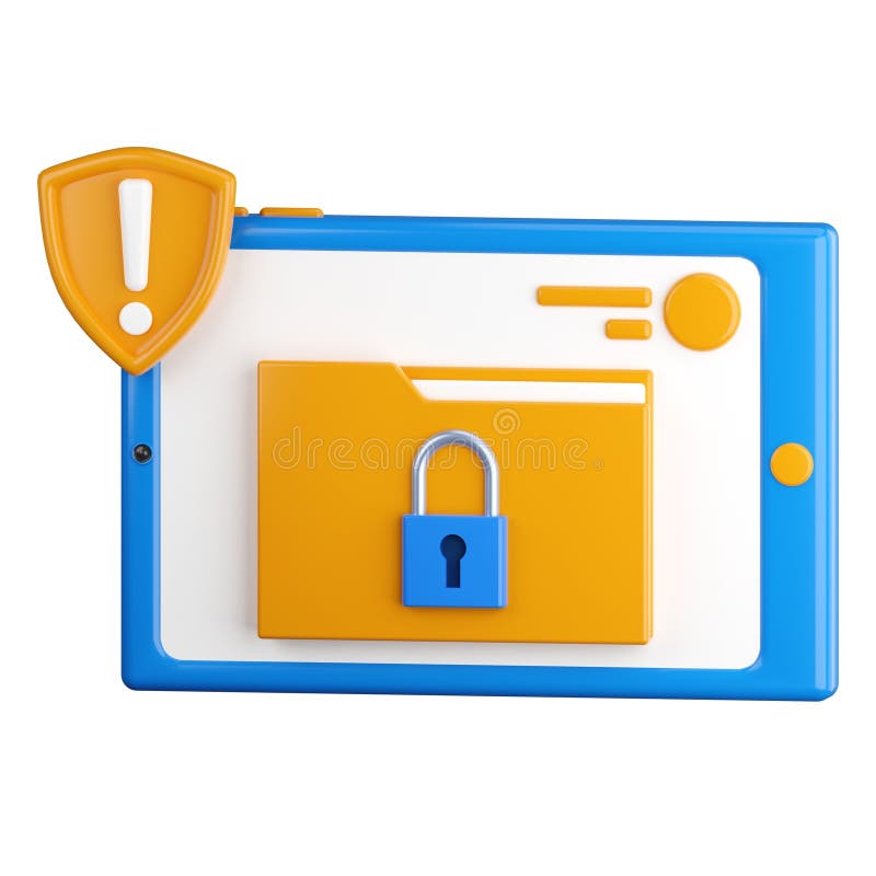 3d Icon. Tablet Icon with a Lock on the Display Stock Illustration ...