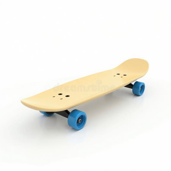3d Icon of a Tan Skateboard with Blue Wheels Isolated on White ...