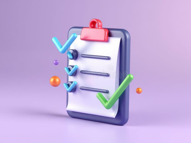 A 3D Icon of a Task Checklist with Floating Checkmarks, Minimalist ...