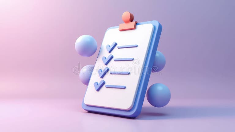 A 3D Icon of a Task Checklist with Floating Checkmarks, Minimalist ...