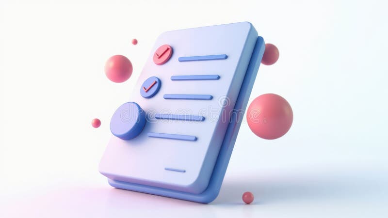 A 3D Icon of a Task Checklist with Floating Checkmarks, Minimalist ...