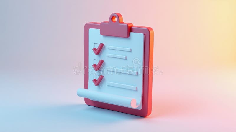A 3D Icon of a Task Checklist with Floating Checkmarks, Minimalist ...
