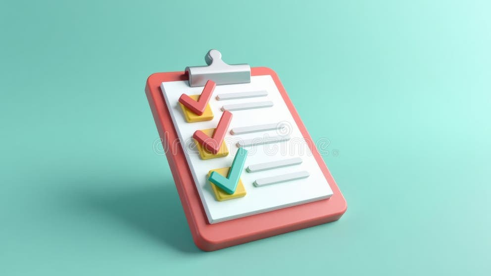 A 3D Icon of a Task Checklist with Floating Checkmarks, Minimalist ...