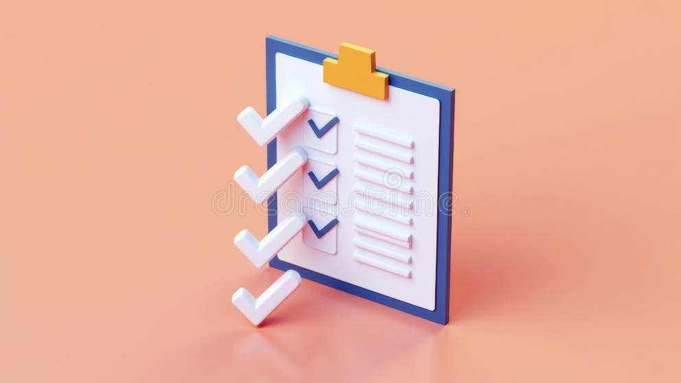 A 3D Icon of a Task Checklist with Floating Checkmarks, Minimalist ...