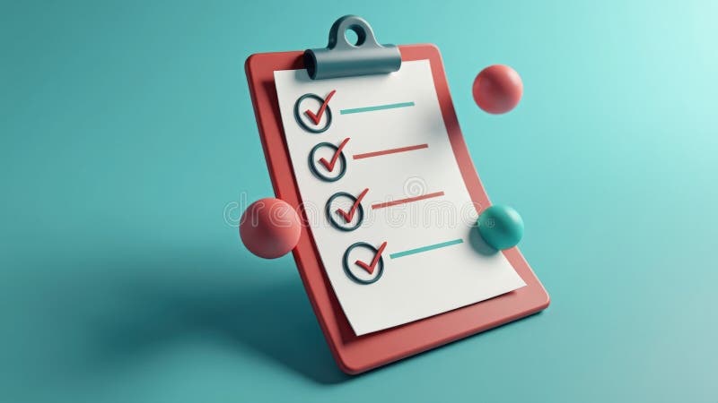 A 3D Icon of a Task Checklist with Floating Checkmarks, Minimalist ...