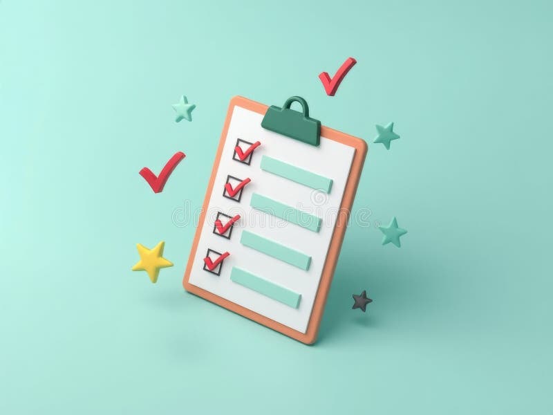 A 3D Icon of a Task Checklist with Floating Checkmarks, Minimalist ...