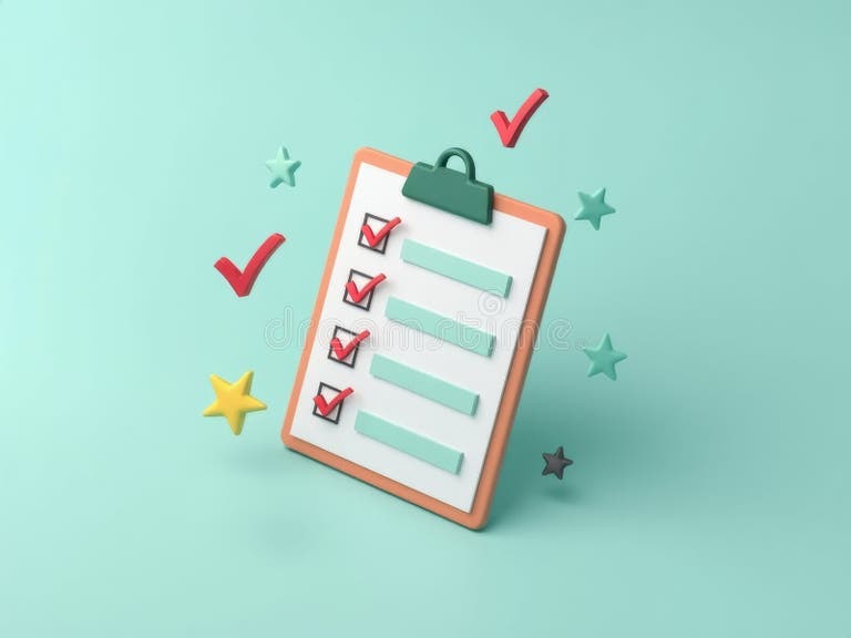 A 3D Icon of a Task Checklist with Floating Checkmarks, Minimalist ...