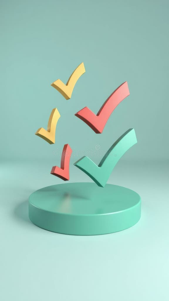 A 3D Icon of a Task Checklist with Floating Checkmarks, Minimalist ...
