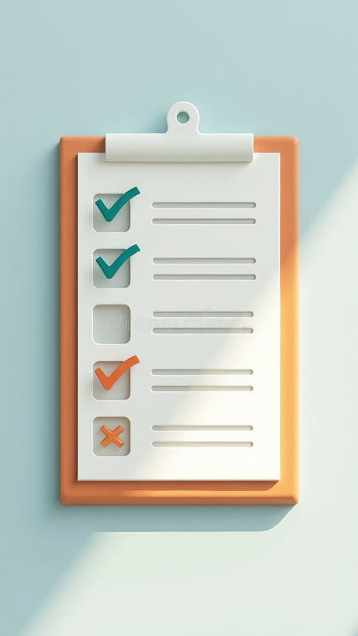A 3D Icon of a Task Checklist with Floating Checkmarks, Minimalist ...