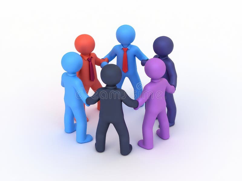 A 3D Icon of a Team Huddle with Abstract Figures in Suits, Dynamic ...