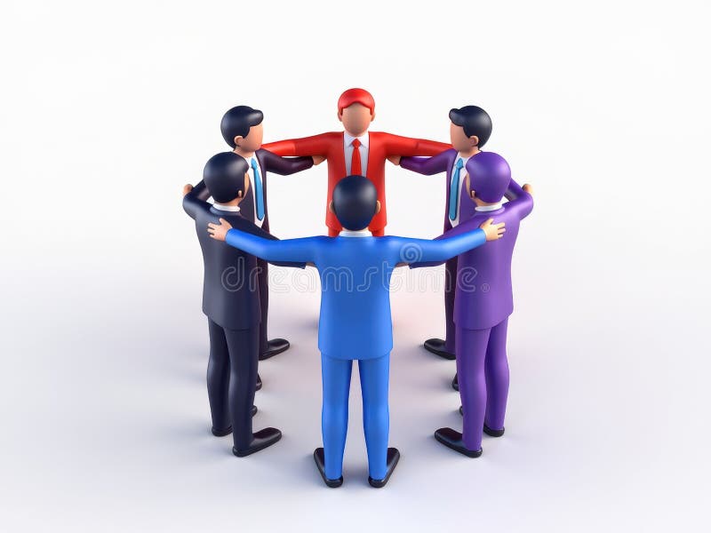 A 3D Icon of a Team Huddle with Abstract Figures in Suits, Dynamic ...
