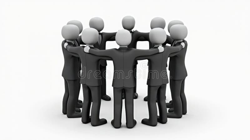 A 3D Icon of a Team Huddle with Abstract Figures in Suits, Dynamic ...