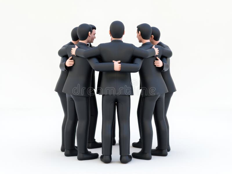 A 3D Icon of a Team Huddle with Abstract Figures in Suits, Dynamic ...