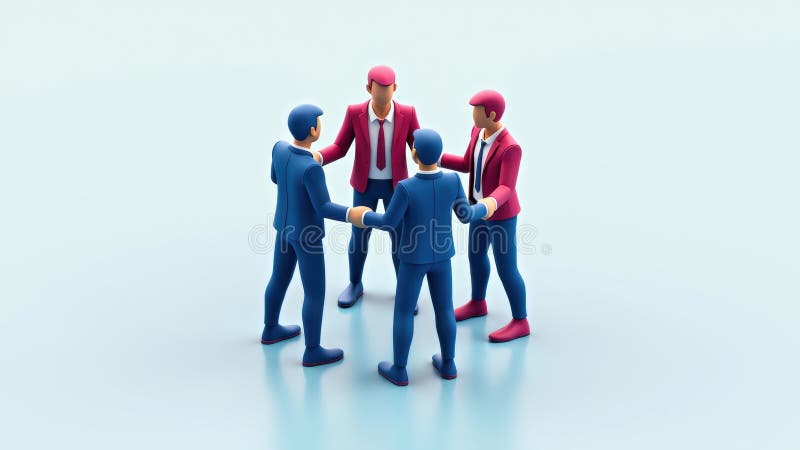 A 3D Icon of a Team Huddle with Abstract Figures in Suits, Dynamic ...