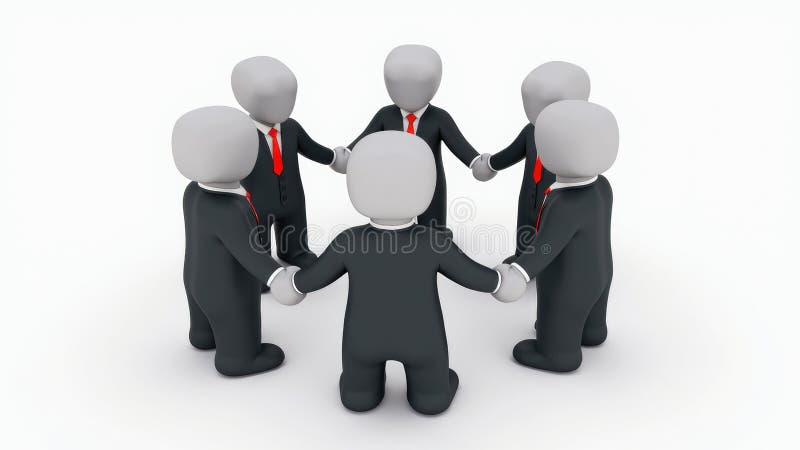 A 3D Icon of a Team Huddle with Abstract Figures in Suits, Dynamic ...