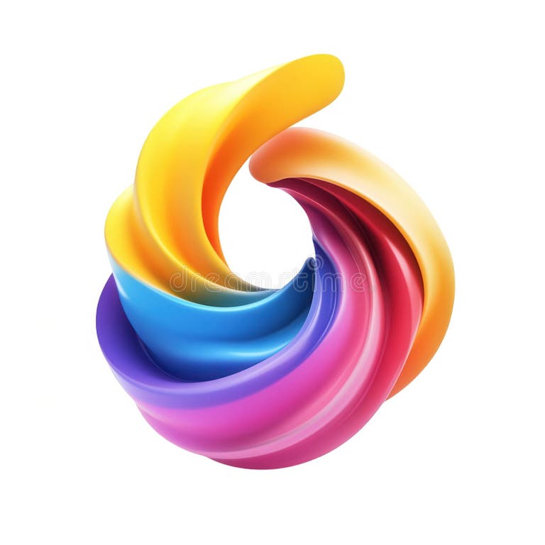 3d Icon Three on Colorful Abstract Logo Intertwining, Ideal for Modern ...