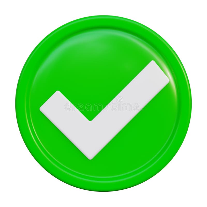 3D Icon. a Tick Mark in a Round Green Frame. Allowed in Access Stock ...