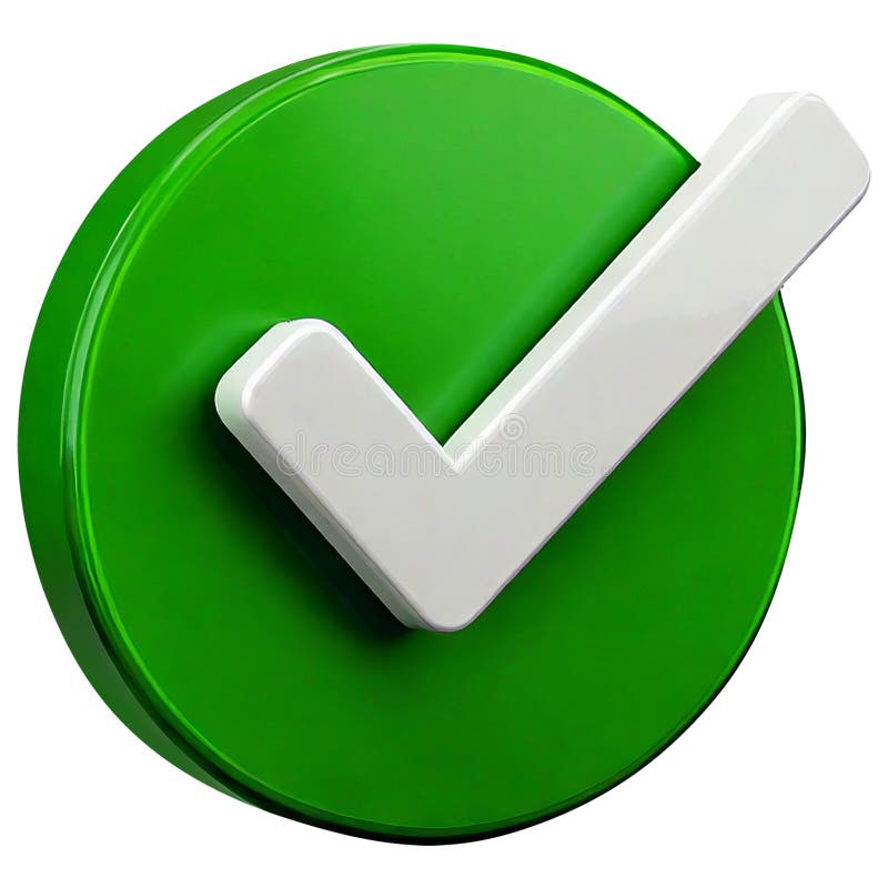 3d Icon of Tick or Right in Round Background Stock Image - Illustration ...
