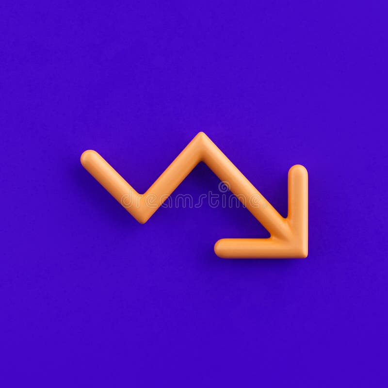 3d Icon Trend Down, Outline Yellow Arrow Icon, Direction Symbol, 3d ...