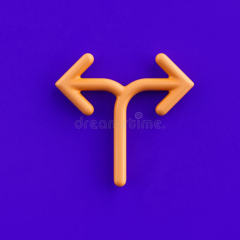 3d Icon Two Way Direction, Outline Yellow Arrow Icon, Direction Symbol ...