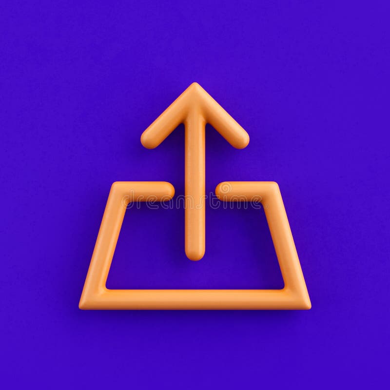 3d Icon Upload, Outline Yellow Arrow Icon, Direction Symbol, 3d ...