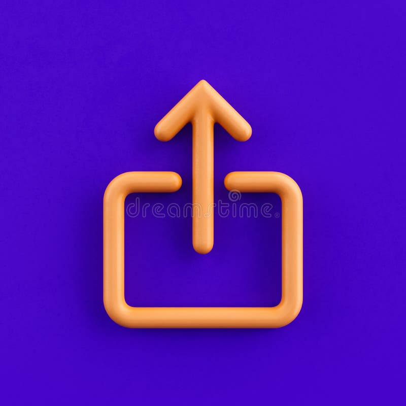 3d Icon Upload, Outline Yellow Arrow Icon, Direction Symbol, 3d ...