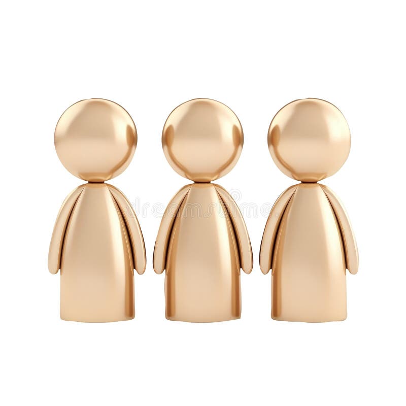 3d Icon User Golden Human Figurines of Social Team of Tree People ...