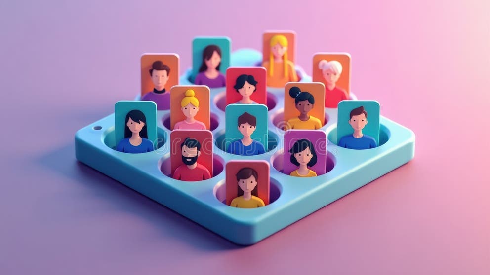 A 3D Icon of a Video Call Grid with Tiny Faces, Modern Remote Work ...