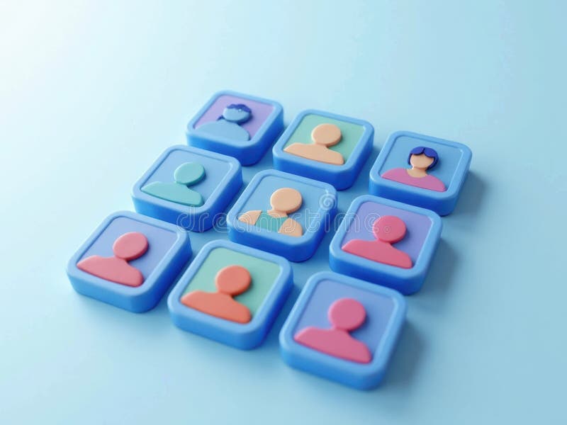 A 3D Icon of a Video Call Grid with Tiny Faces, Modern Remote Work ...