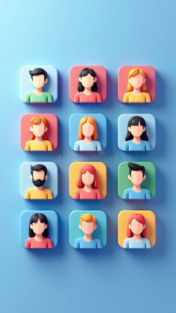 A 3D Icon of a Video Call Grid with Tiny Faces, Modern Remote Work ...