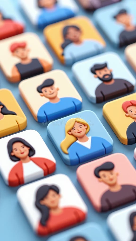 A 3D Icon of a Video Call Grid with Tiny Faces, Modern Remote Work ...