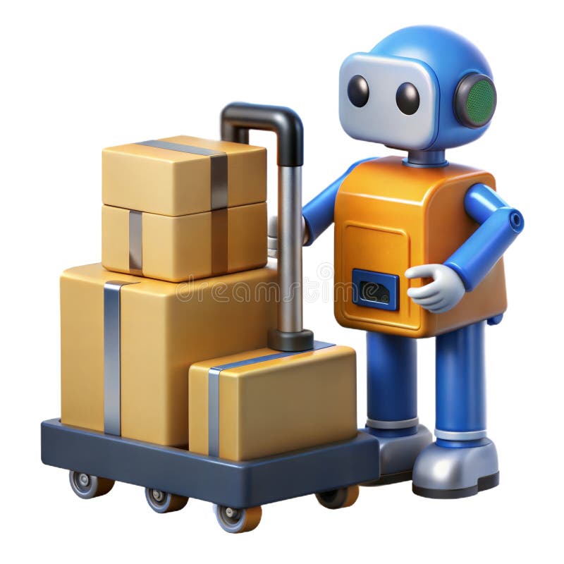 3D Icon of Warehouse Robot Carrying Boxes Isolated on White Background ...