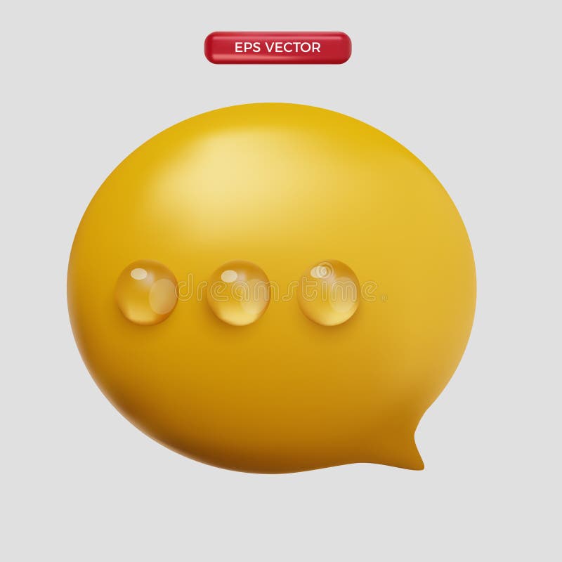 3D Icon Yellow Bubble Chat Cartoon Render Style Vector Mesh Stock ...