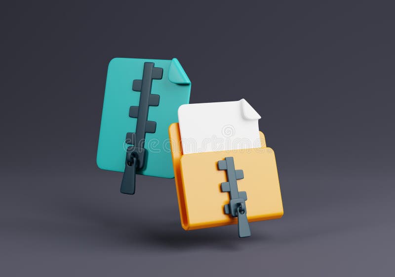 3D Icon of Zip Folder and Compressed Directory. 3D Render Stock ...