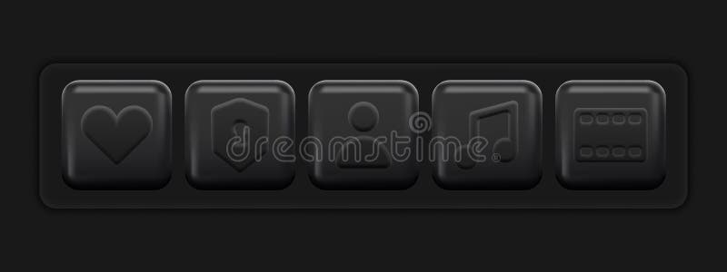 3d Icons Mini Black Set. Mobile Phone App Buttons Stock Vector ...