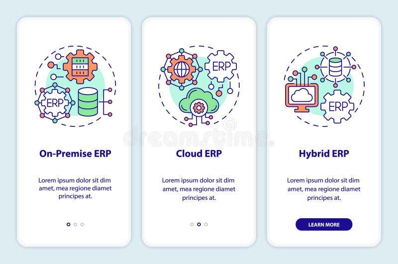Walkthrough ERP with Colorful Linear Icons Concept Stock Vector ...