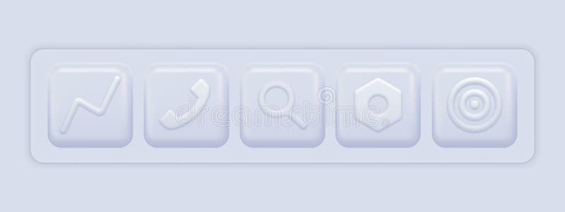 White Icons Basic Set. UI App 3d Buttons Stock Vector - Illustration of ...